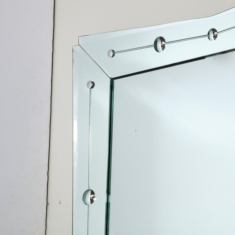 Hollywood Art Deco Atomic Mirror with Beveled Edges and Reverse Etched ...