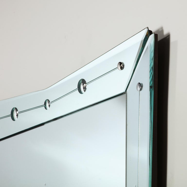 Hollywood Art Deco Atomic Mirror with Beveled Edges and Reverse Etched ...