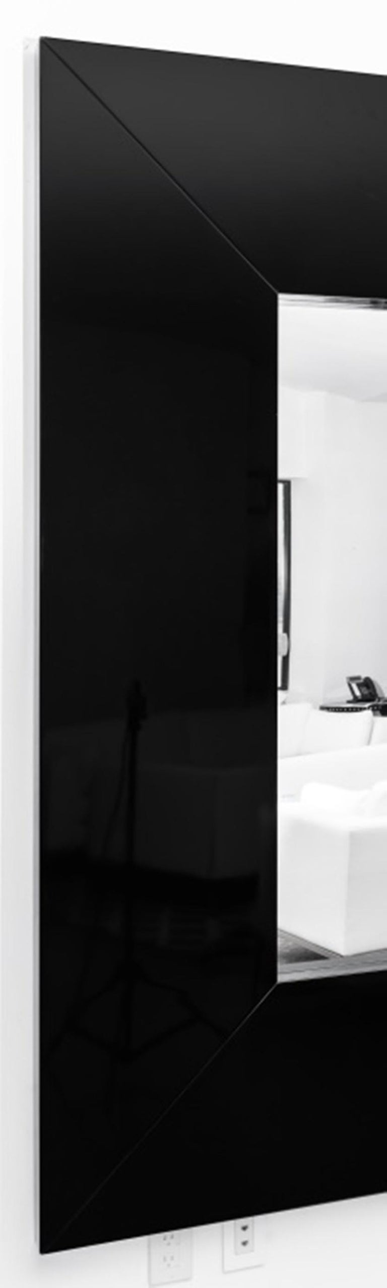 Hollywood Glam Monumental Black Lacquer Mirror For Sale at 1stDibs