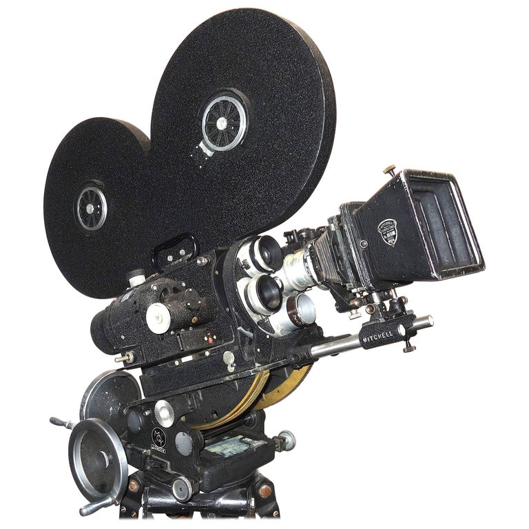 Hollywood Midcentury Vintage Movie Camera with Geared Head and Wood ...