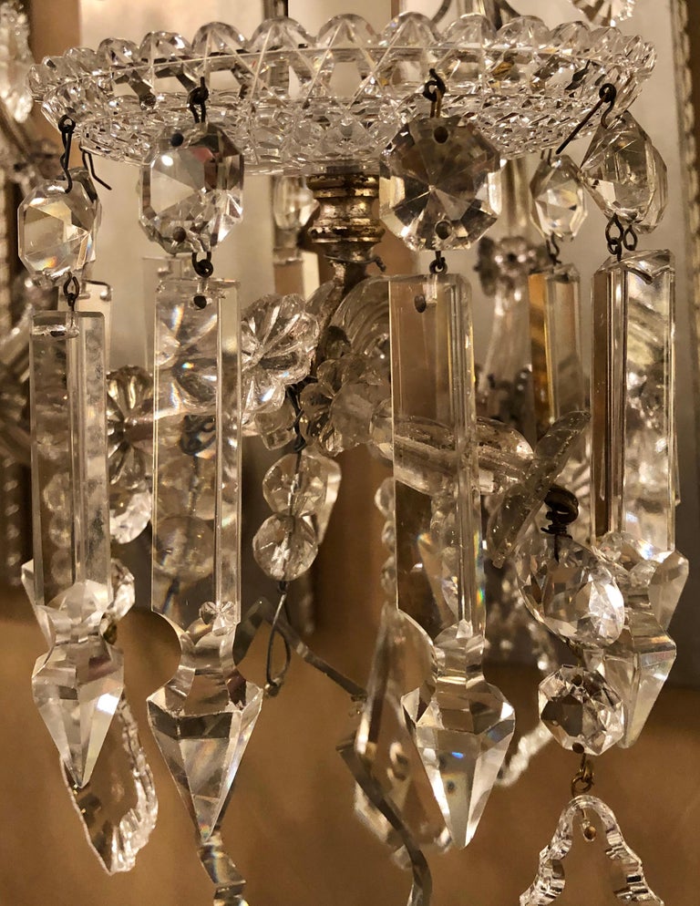 Hollywood Regency Silver Gilt Wall Scones with Crystal Set of Four For ...