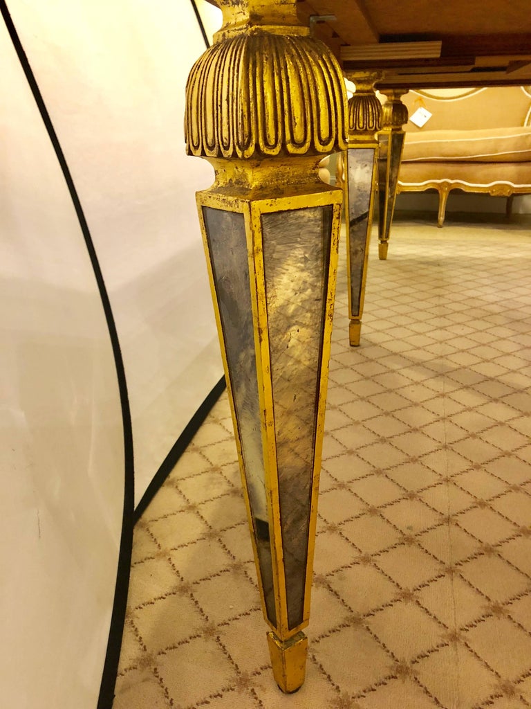 Hollywood Regency Antiqued Mirrored Dining / Conference Table at 1stDibs
