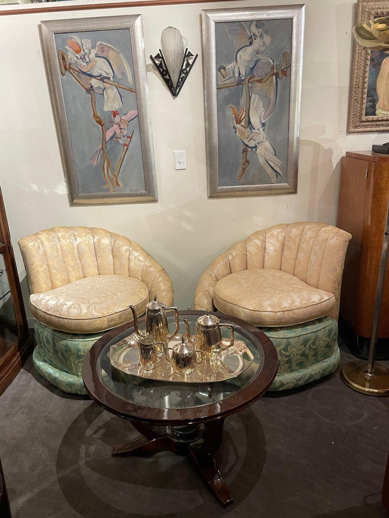 Hollywood Regency Art Deco Fan Backed Chairs For Sale at 1stDibs