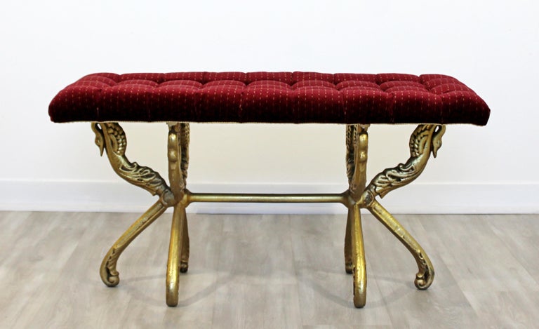 Hollywood Regency Art Deco Style Velvet Gold Gilt Base Bench Seat at ...