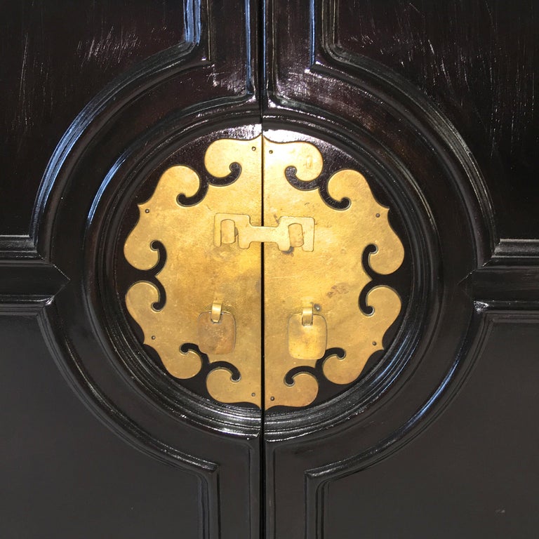 Hollywood Regency Asian Modern Motif Long Low Chest by Century ...