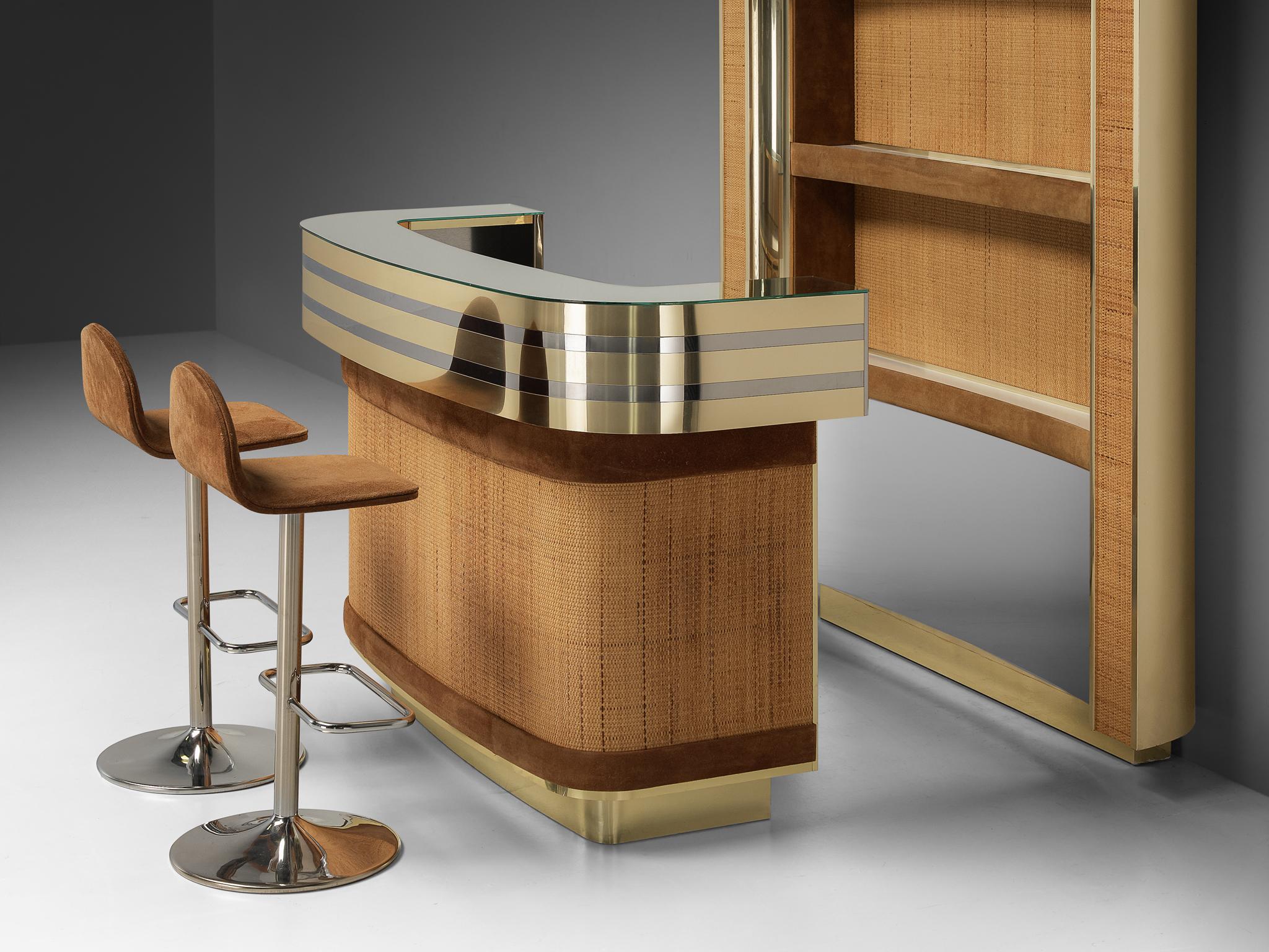 Hollywood Regency Bar Cabinet and Bar Stools in the Style of Willy ...