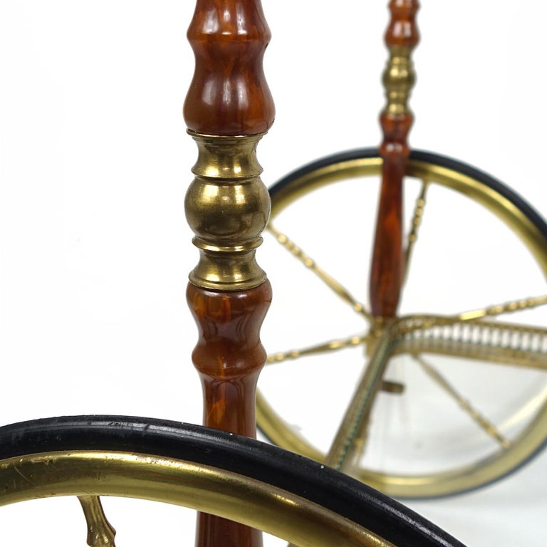 Hollywood Regency Bar Cart Made of Brass and Mahogany by Maison Jansen ...
