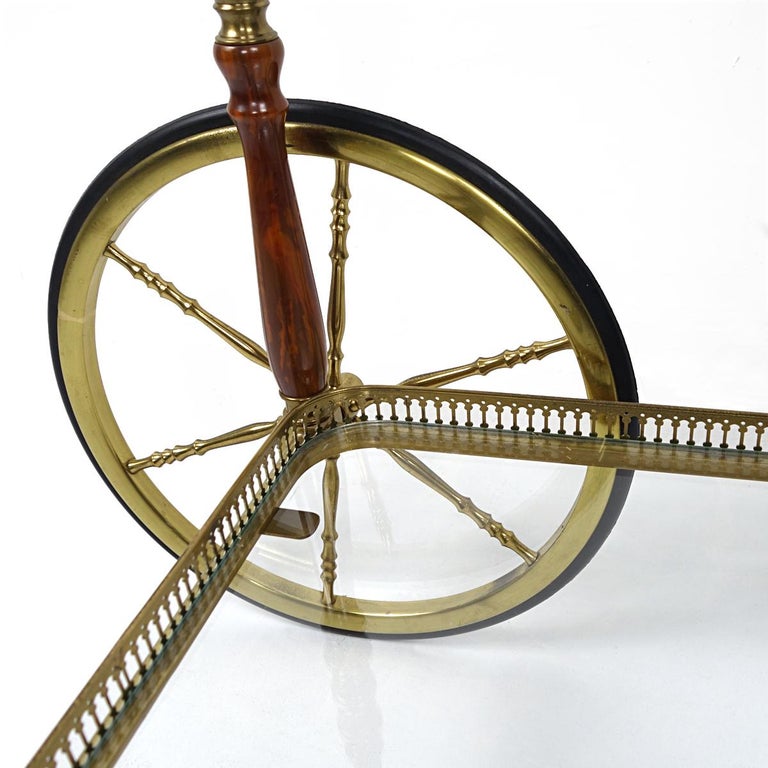 Hollywood Regency Bar Cart Made of Brass and Mahogany by Maison Jansen ...