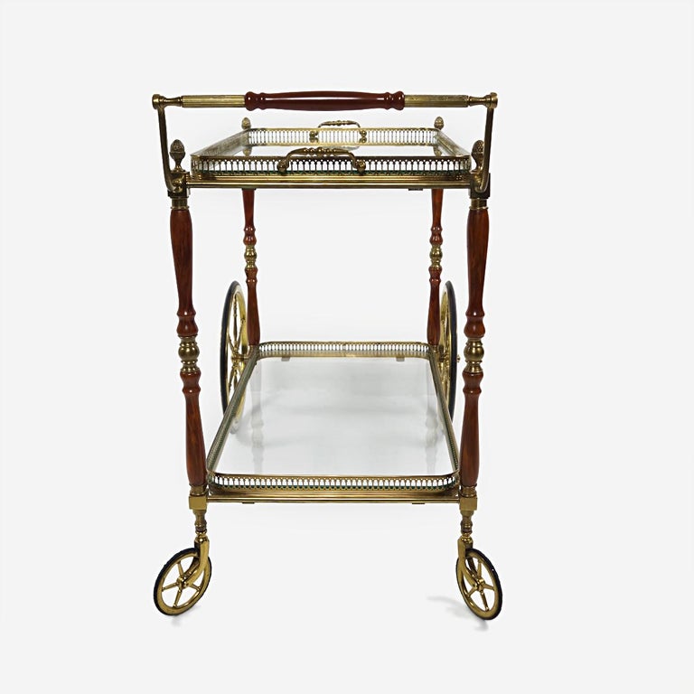 Hollywood Regency Bar Cart Made of Brass and Mahogany by Maison Jansen ...