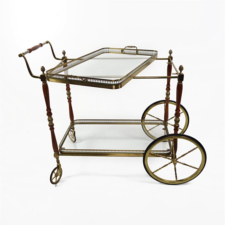 Hollywood Regency Bar Cart Made of Brass and Mahogany by Maison Jansen ...