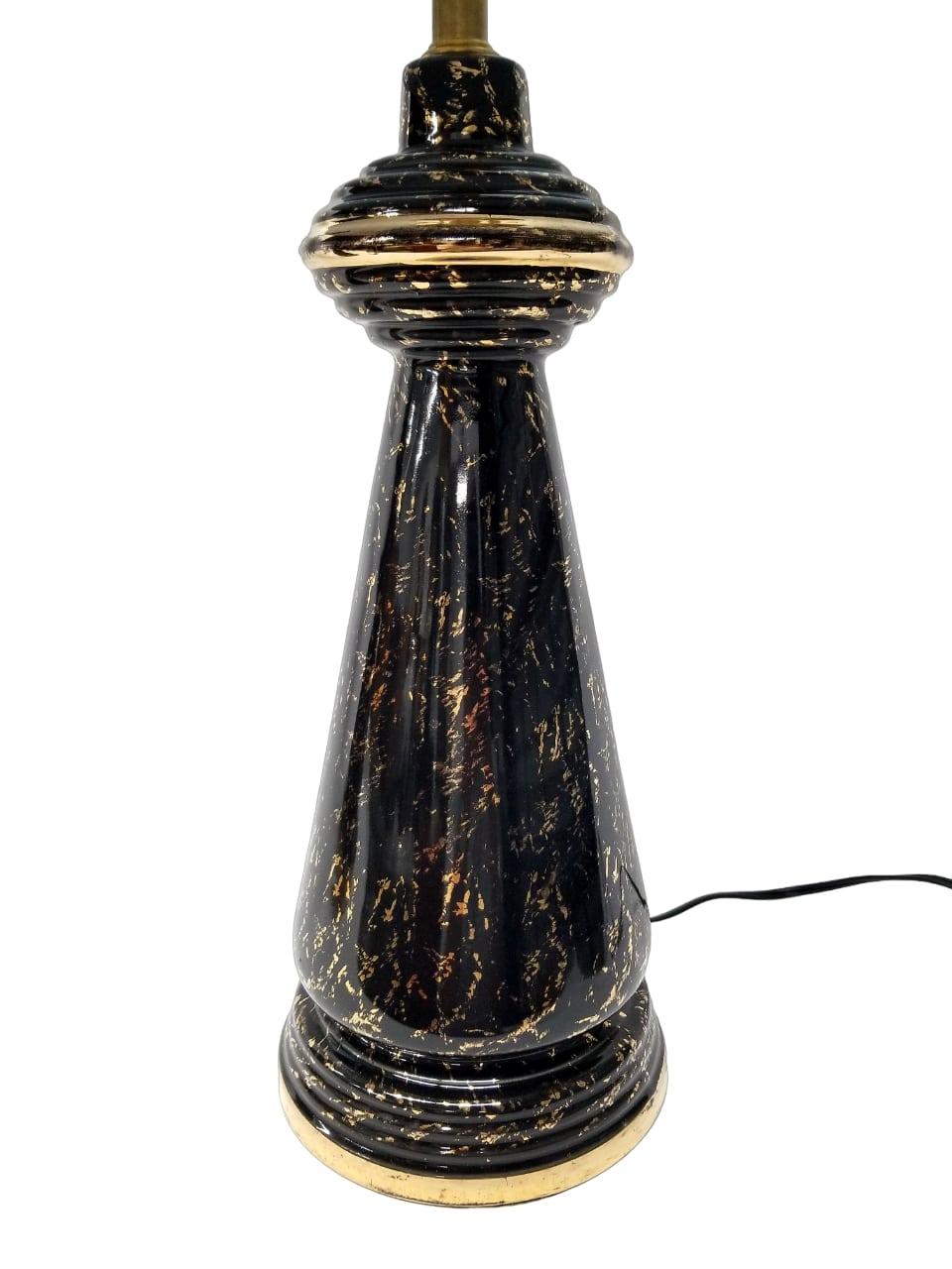 Hollywood Regency Black and Gold Table Lamps - a Pair For Sale at 1stDibs