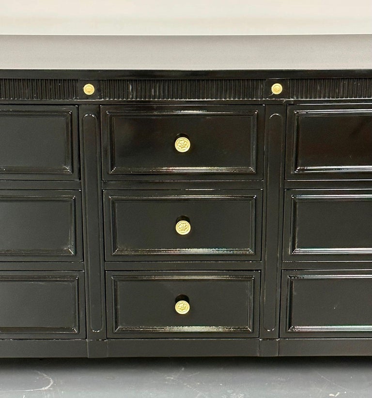Hollywood Regency Black Lacquer Dresser, Chest, Sideboard, Maison ...