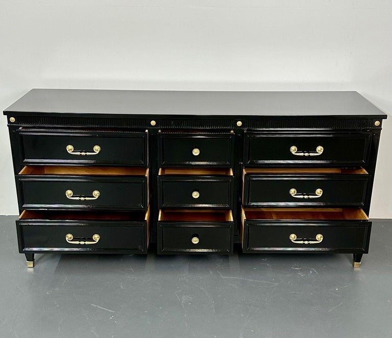 Hollywood Regency Black Lacquer Dresser, Chest, Sideboard, Maison ...