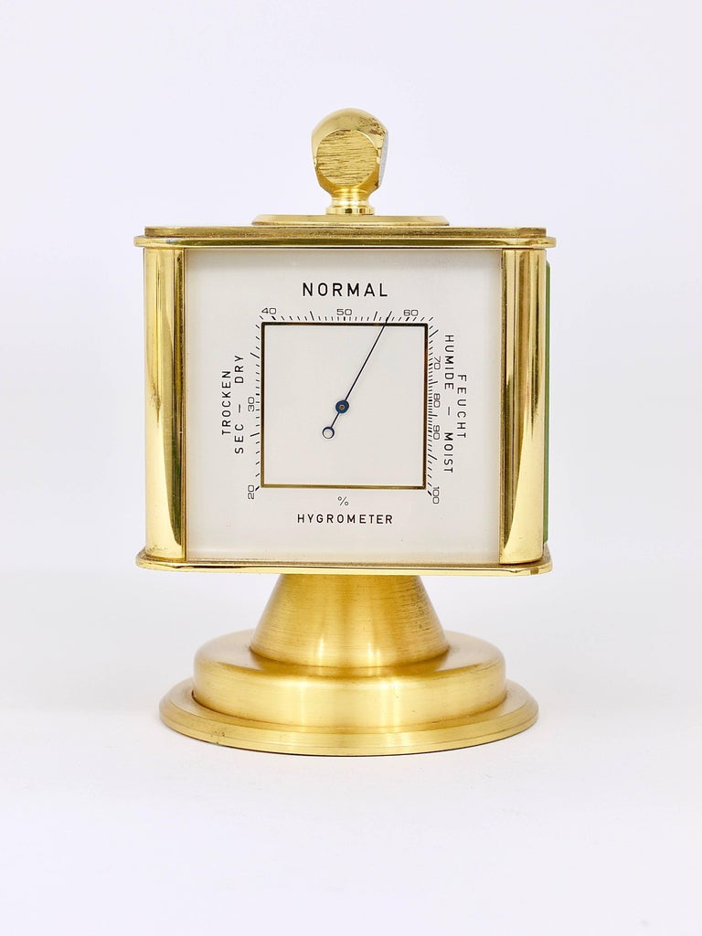 Hollywood Regency Brass Alarm Desk Clock and Weather Station by Dugena ...