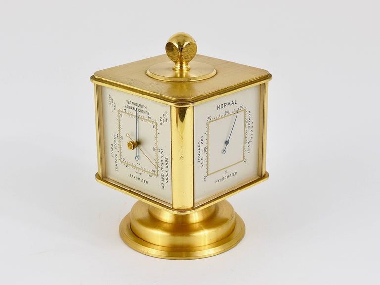 Hollywood Regency Brass Alarm Desk Clock and Weather Station by Dugena ...