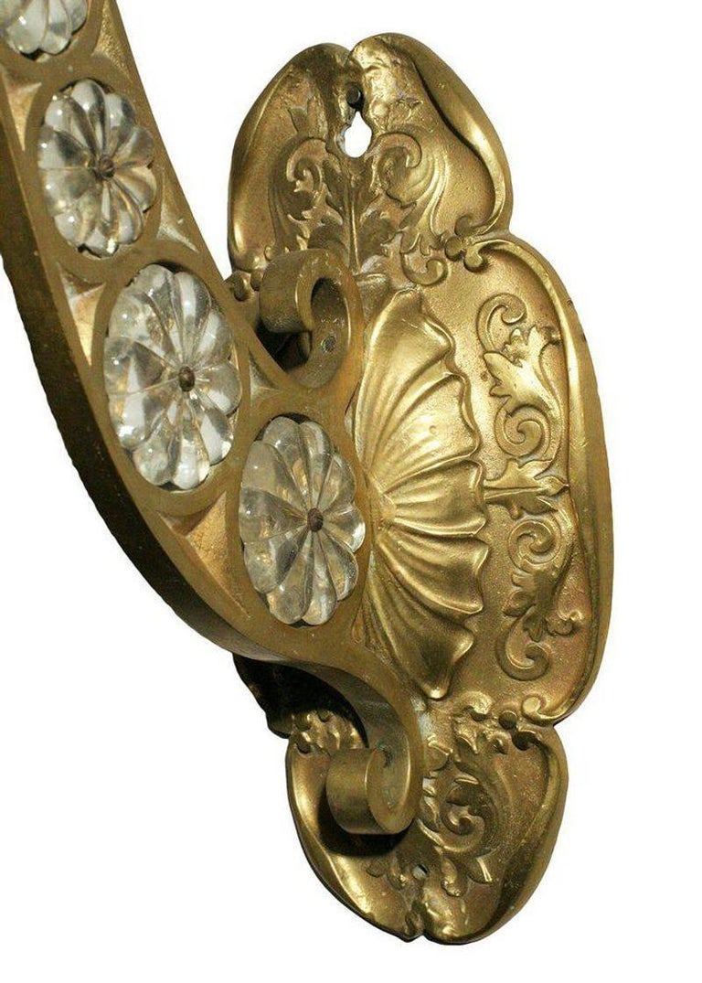 Hollywood Regency Brass and Crystal Beaded Sconce, Pair For Sale at 1stDibs
