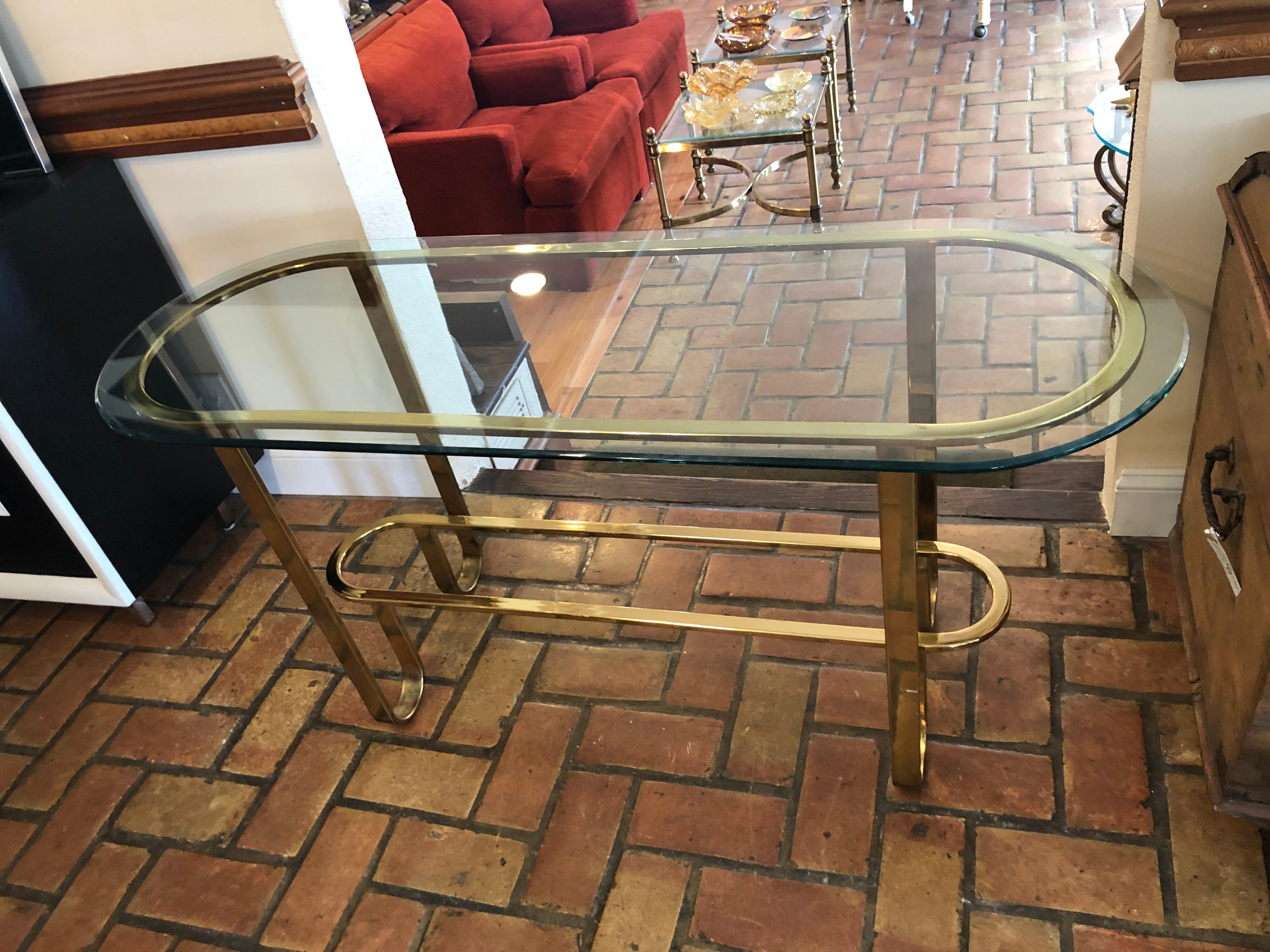 Hollywood Regency Brass and Glass Console Table at 1stDibs | brass ...