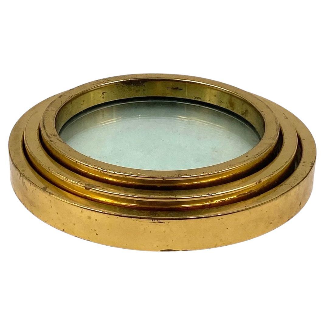 Hollywood regency brass and glass stacking set of 3 vide poche, Italy ...
