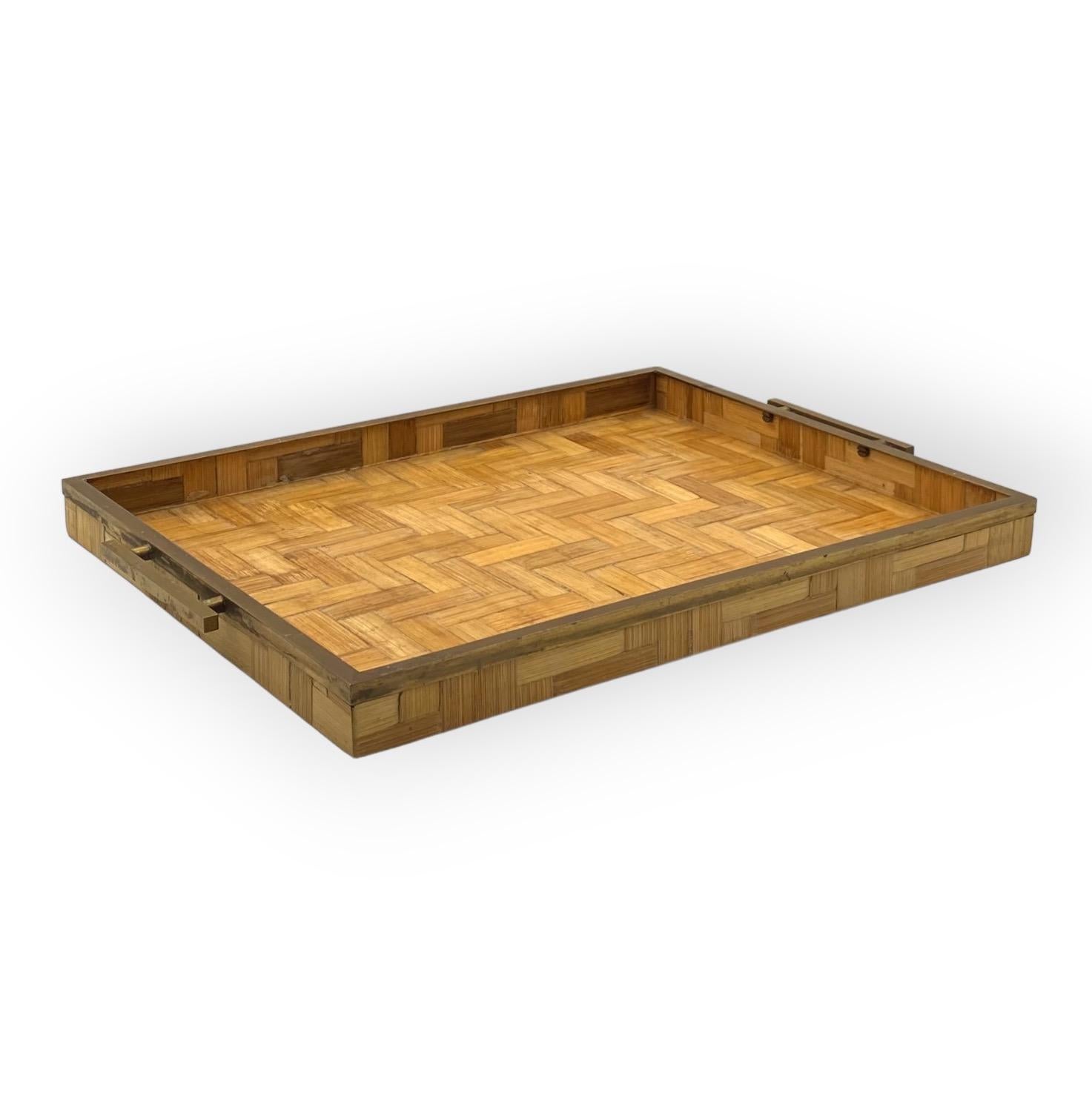 Hollywood regency brass and guinea dog marqueterie tray, Italy 1970s ...