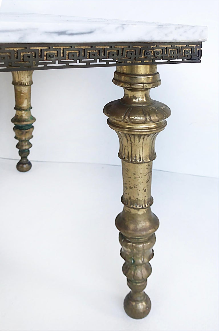 Hollywood Regency Brass and Italian Carrara Marble Tables, Pair For ...