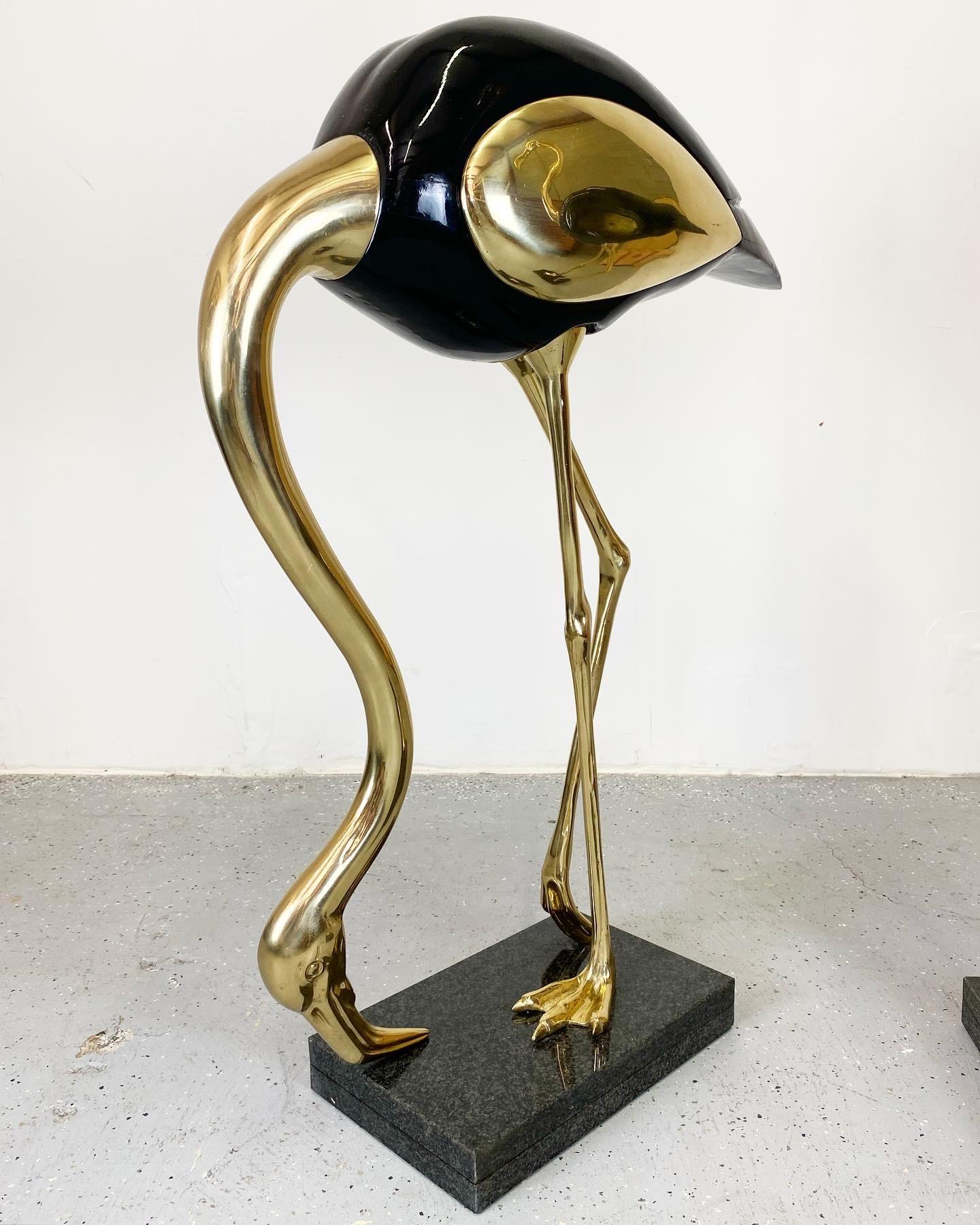 Hollywood Regency Brass and Lacquer, Life-Size Flamingo Statues at 1stDibs