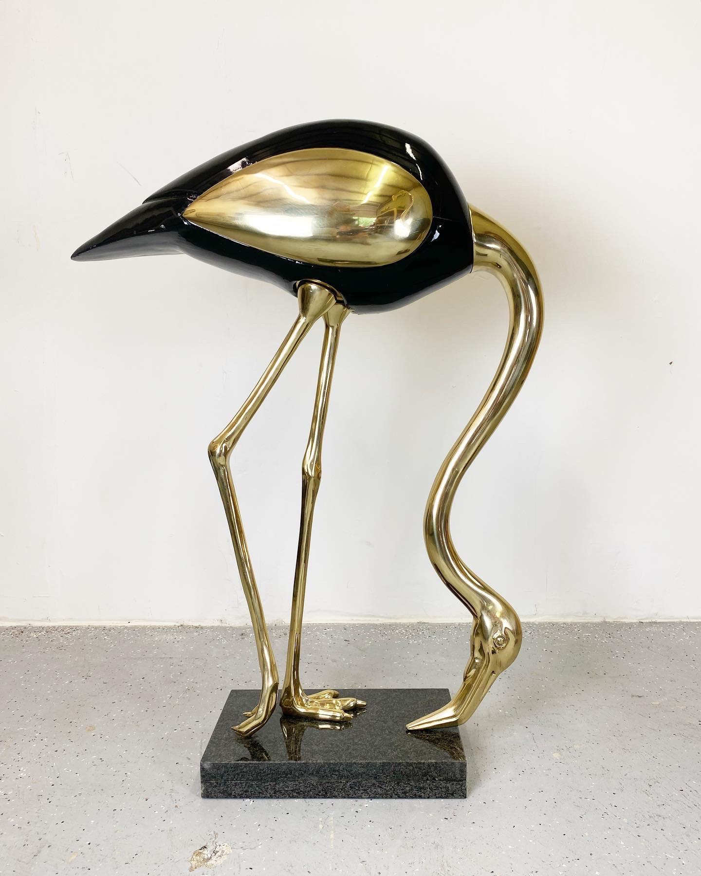 Hollywood Regency Brass and Lacquer, Life-Size Flamingo Statues at 1stDibs