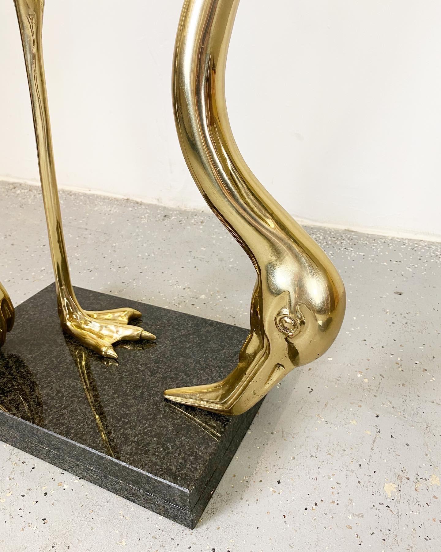 Hollywood Regency Brass and Lacquer, Life-Size Flamingo Statues at 1stDibs