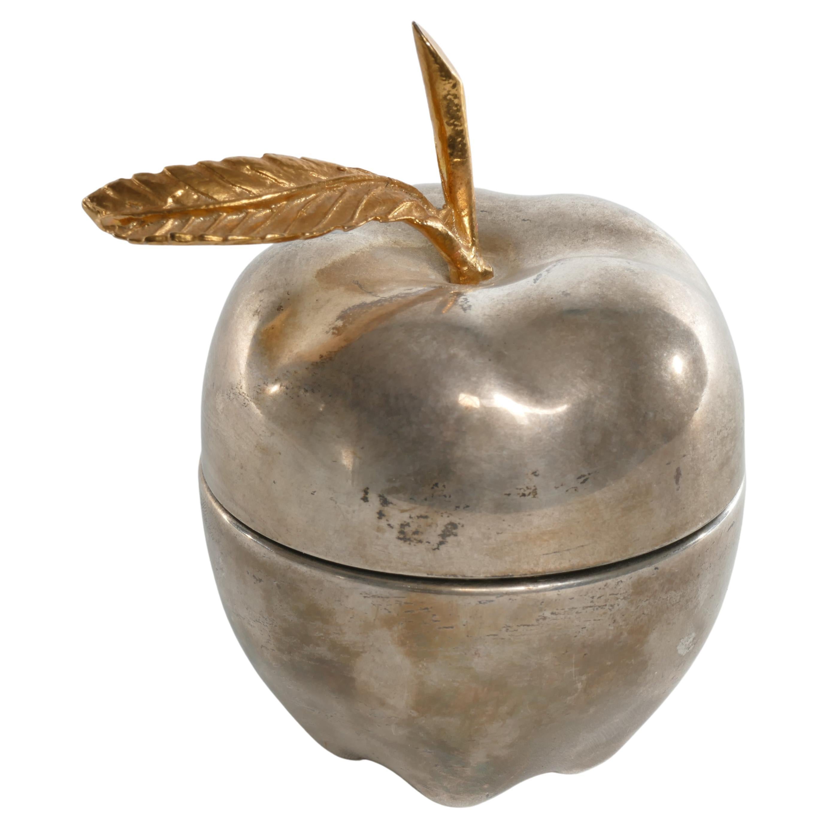 Hollywood Regency Brass and Metal Apple Bonbonniere For Sale at 1stDibs