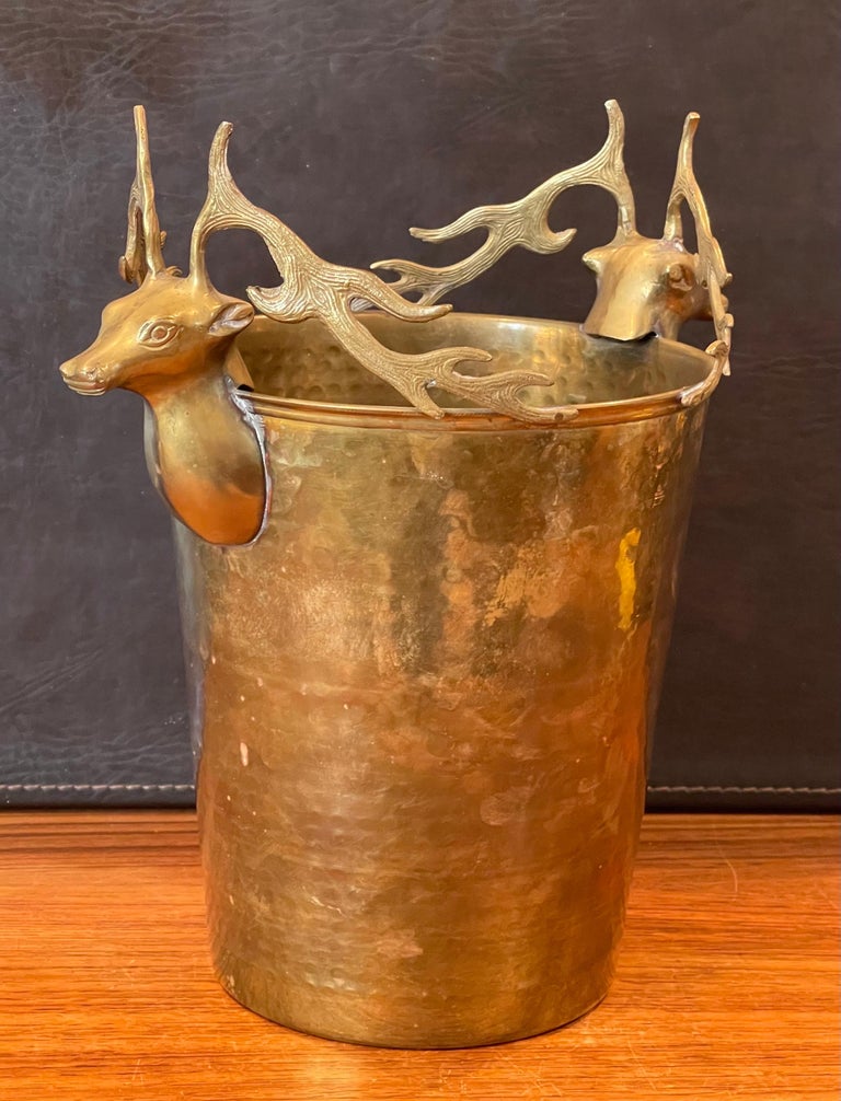 Hollywood Regency Brass Buck / Deer Ice Bucket at 1stDibs