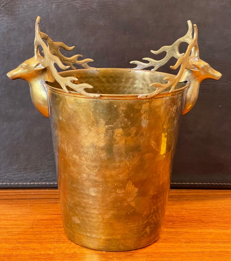 Hollywood Regency Brass Buck / Deer Ice Bucket at 1stDibs