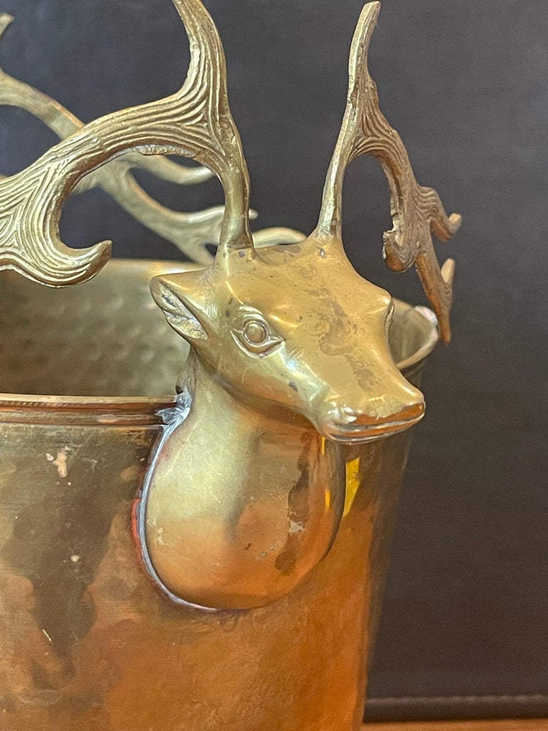 Hollywood Regency Brass Buck / Deer Ice Bucket at 1stDibs