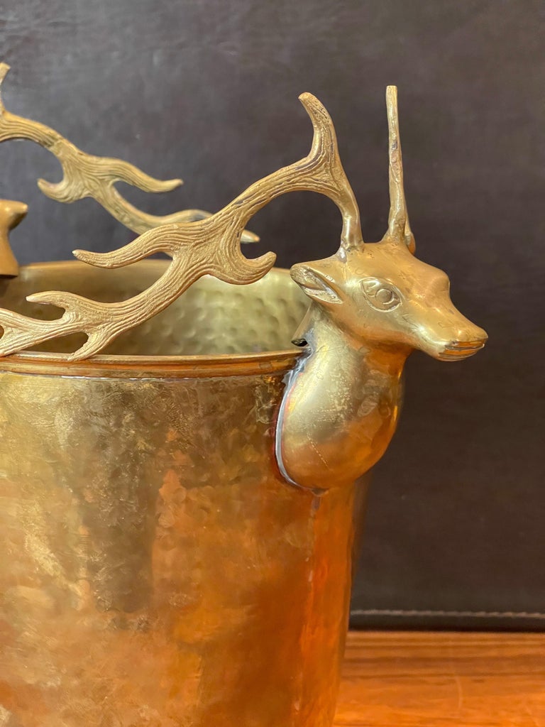 Hollywood Regency Brass Buck / Deer Ice Bucket at 1stDibs