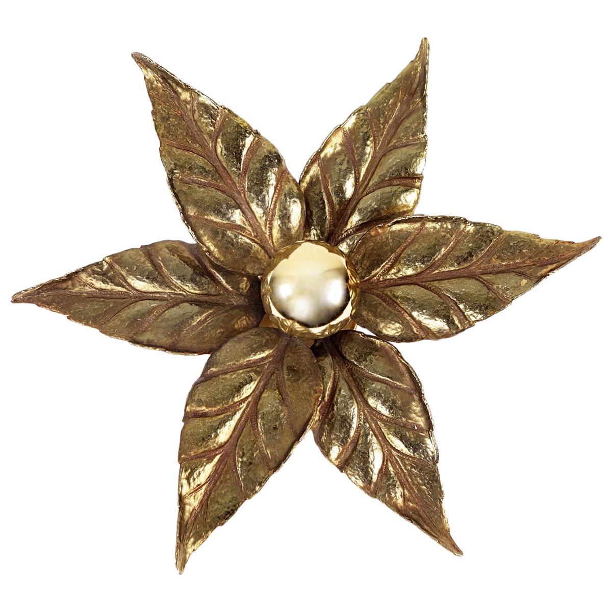 Willy Daro Brass Flowers Floor Lamp at 1stDibs