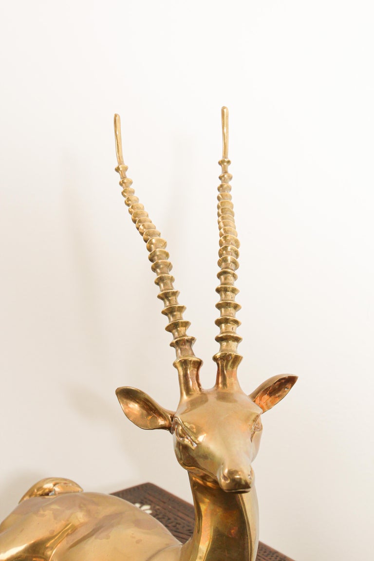 Hollywood Regency Brass Resting Antelope Stag Large Sculpture For Sale ...