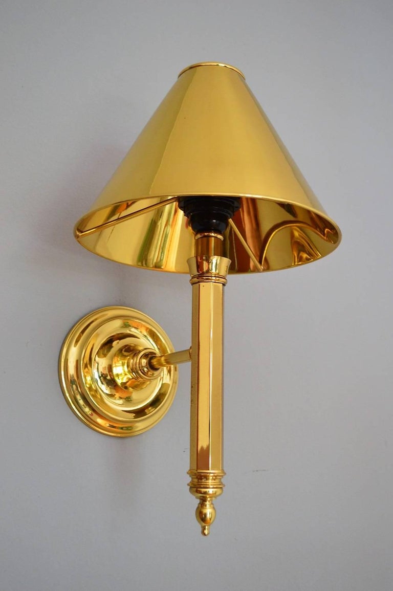 Hollywood Regency Brass Wall Sconce, Set of Two at 1stDibs