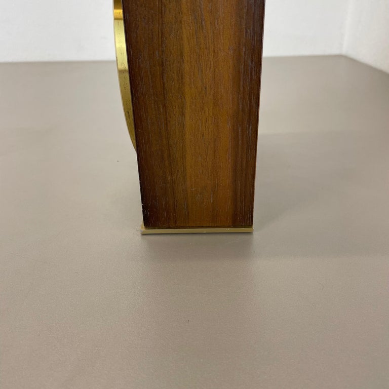 Hollywood Regency Brass Wooden Table Clock Junghans Astra Quartz ...