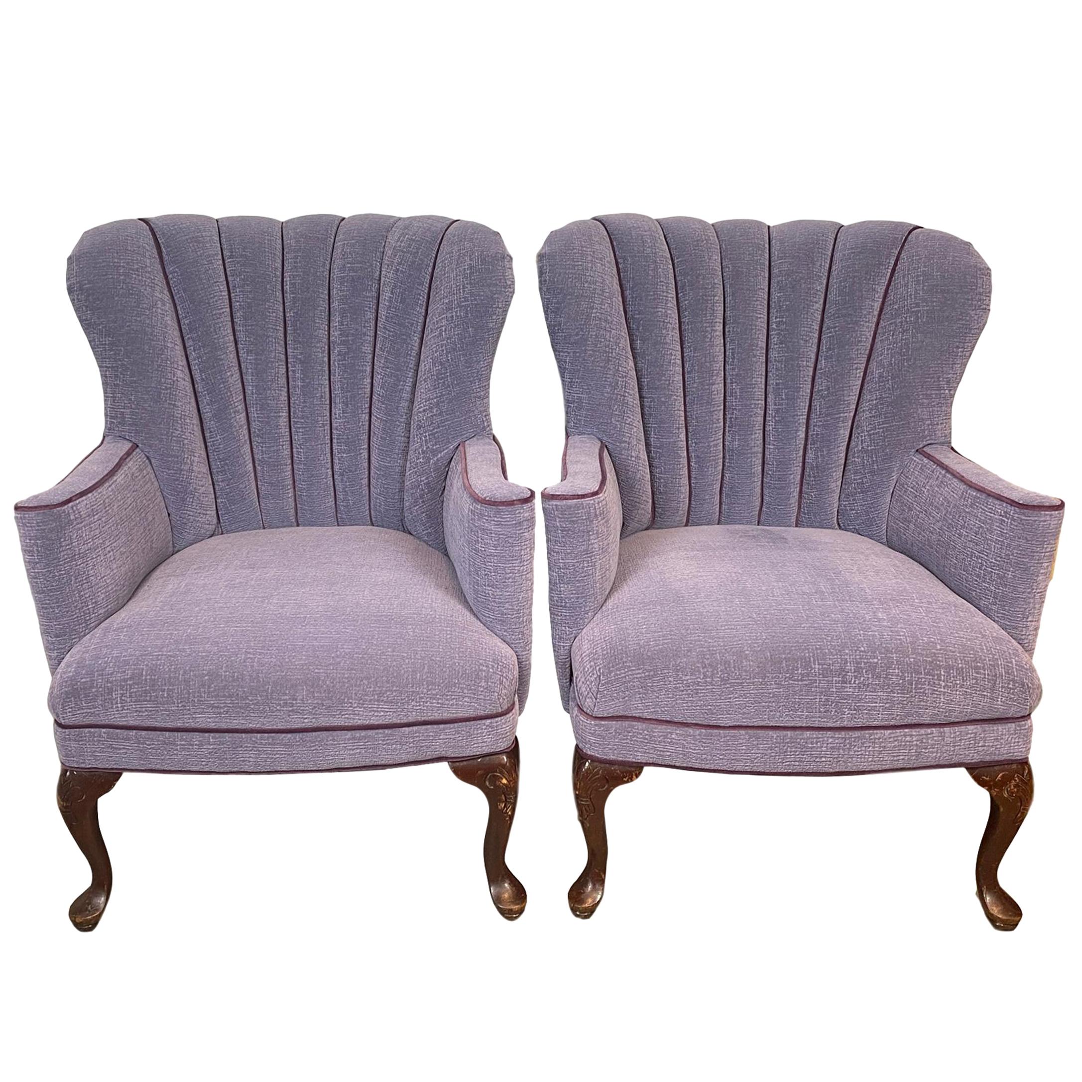 Hollywood Regency Channel Back Chairs Newly Upholstered in Lilac ...