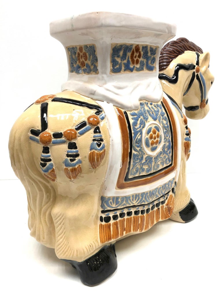 Hollywood Regency Chinese Horse Pony Garden Plant Stand, Seat or Yard ...