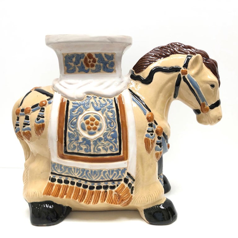 Hollywood Regency Chinese Horse Pony Garden Plant Stand, Seat or Yard ...