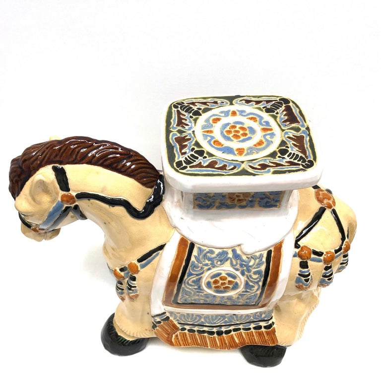 Hollywood Regency Chinese Horse Pony Garden Plant Stand, Seat or Yard ...