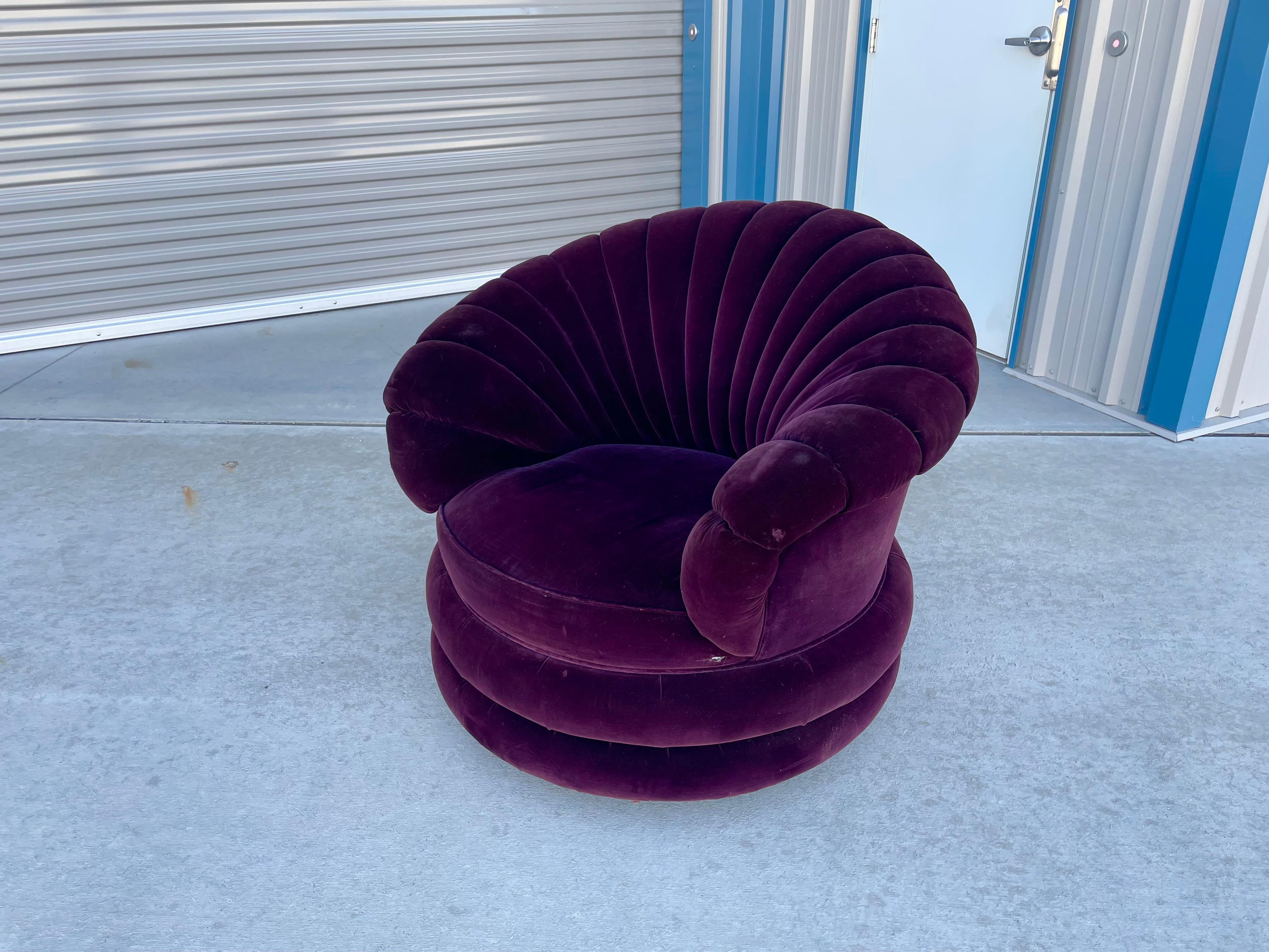 Hollywood Regency Clamshell Swivel Chairs For Sale at 1stDibs