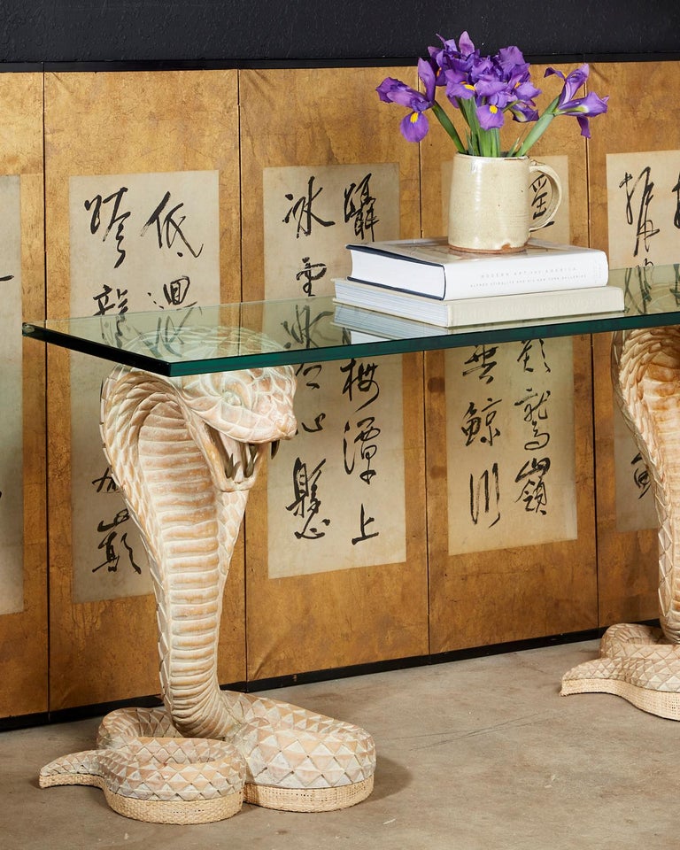 Hollywood Regency Cobra Snakes Console Table at 1stDibs