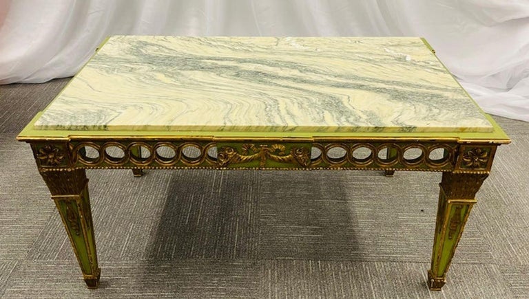 Hollywood Regency Coffee Table by Maison Jansen. Marble Top. Painted ...