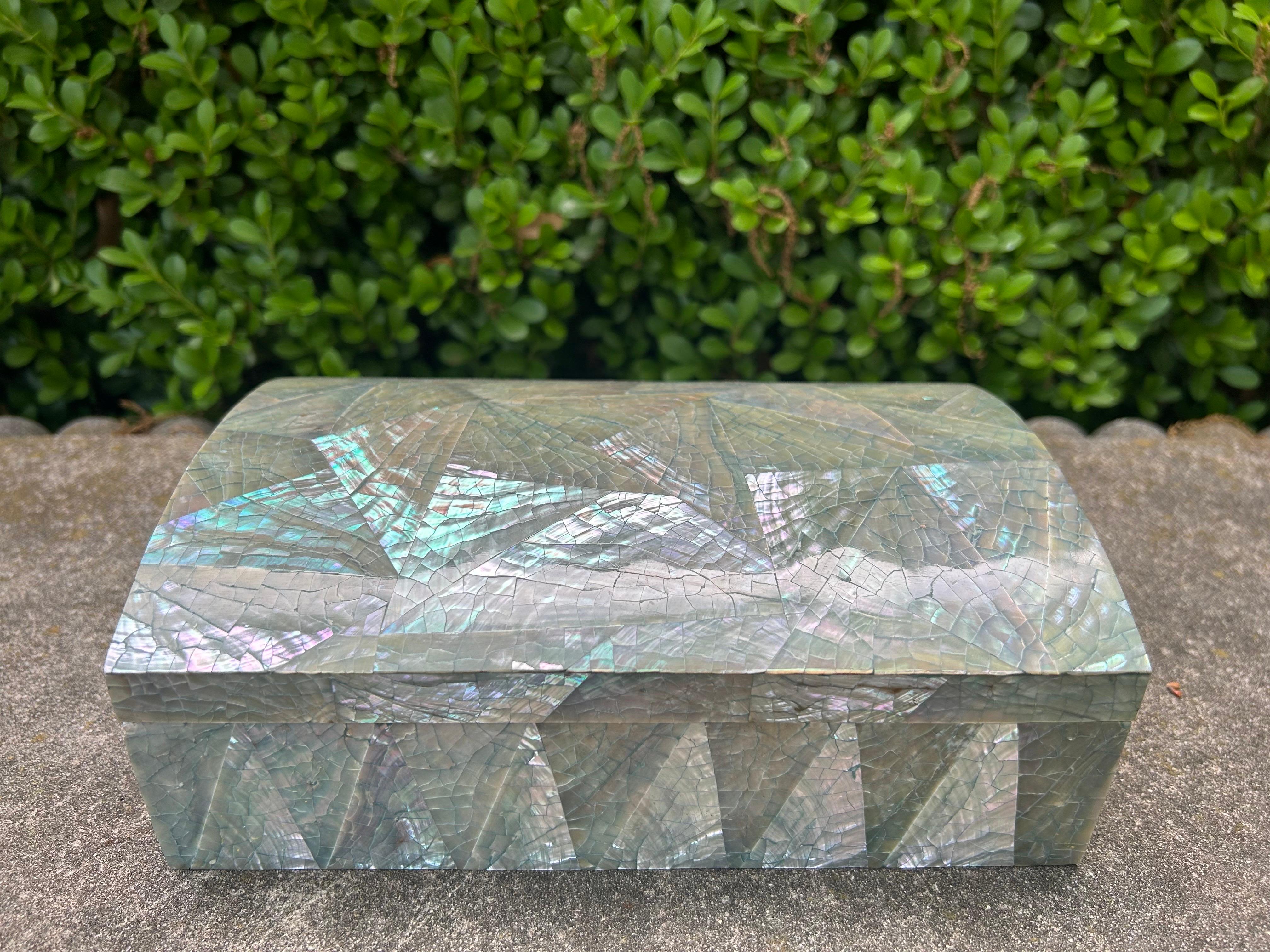 Hollywood Regency Decorative Abalone Box For Sale at 1stDibs