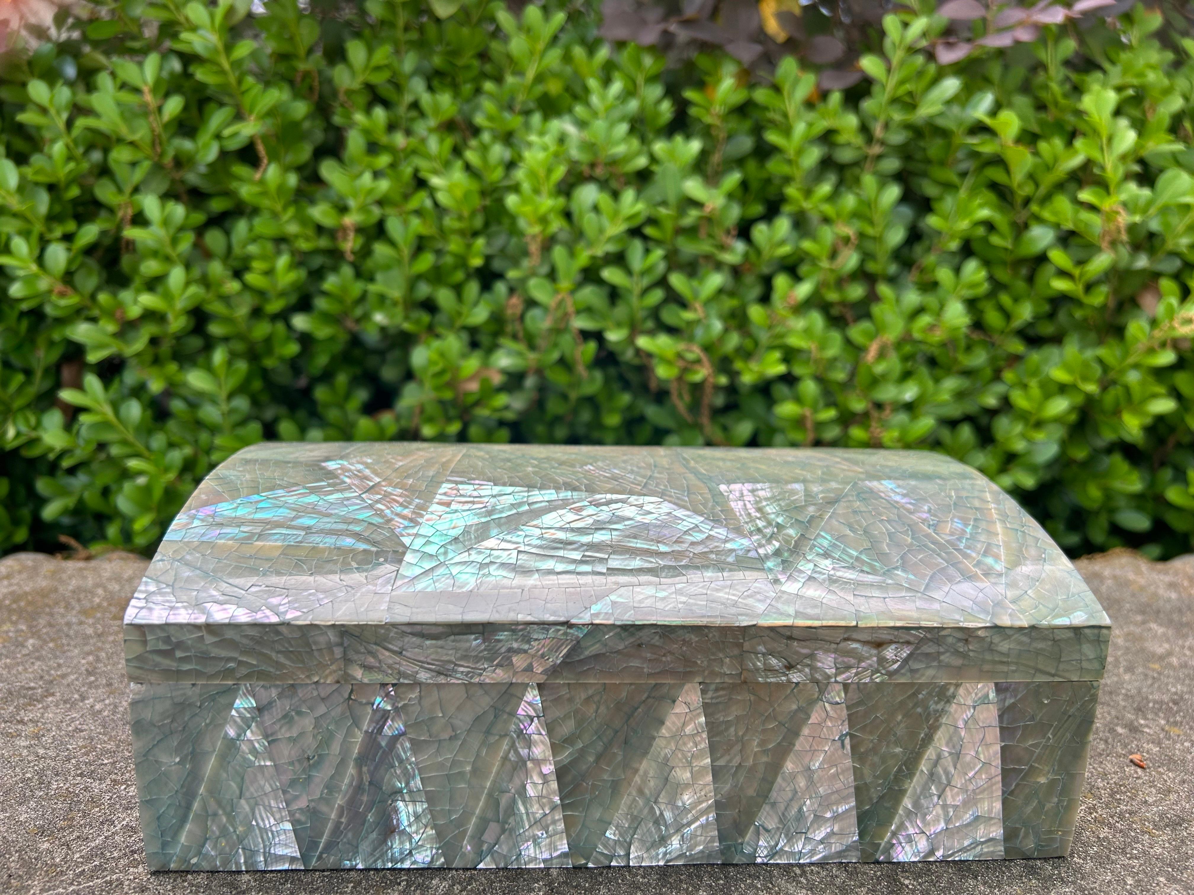 Hollywood Regency Decorative Abalone Box For Sale at 1stDibs