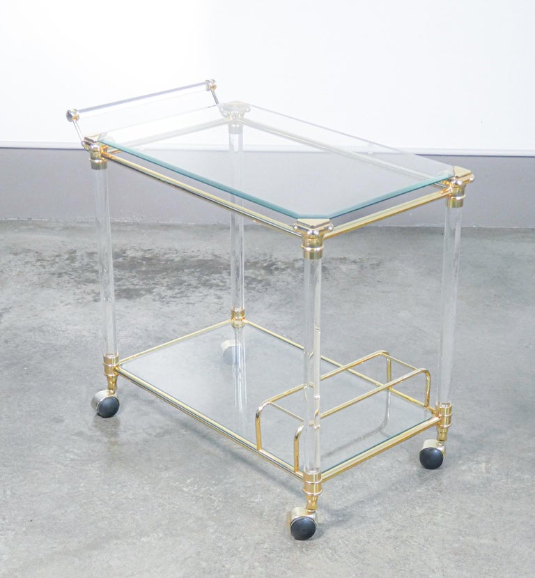 Hollywood Regency Design, Serving Trolley, Gilded Metal, Glass and ...