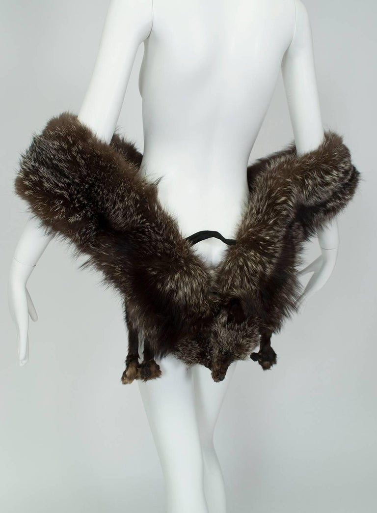 Hollywood Regency Double Fox Tippet Scarf Stole, 1930s at 1stDibs