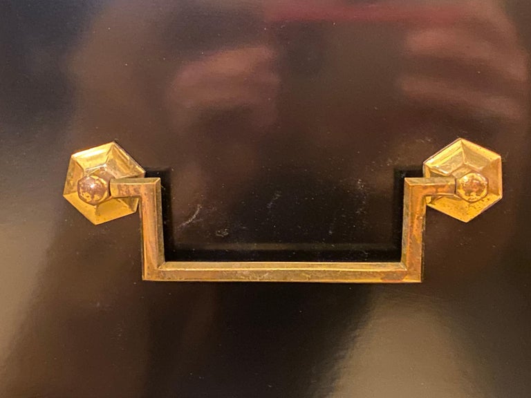 Hollywood Regency Dresser or Commode w. Marble-Top Jansen Style Black ...