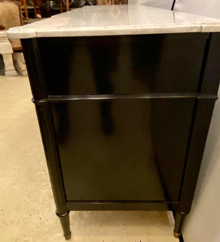 Hollywood Regency Dresser or Commode w. Marble-Top Jansen Style Black ...