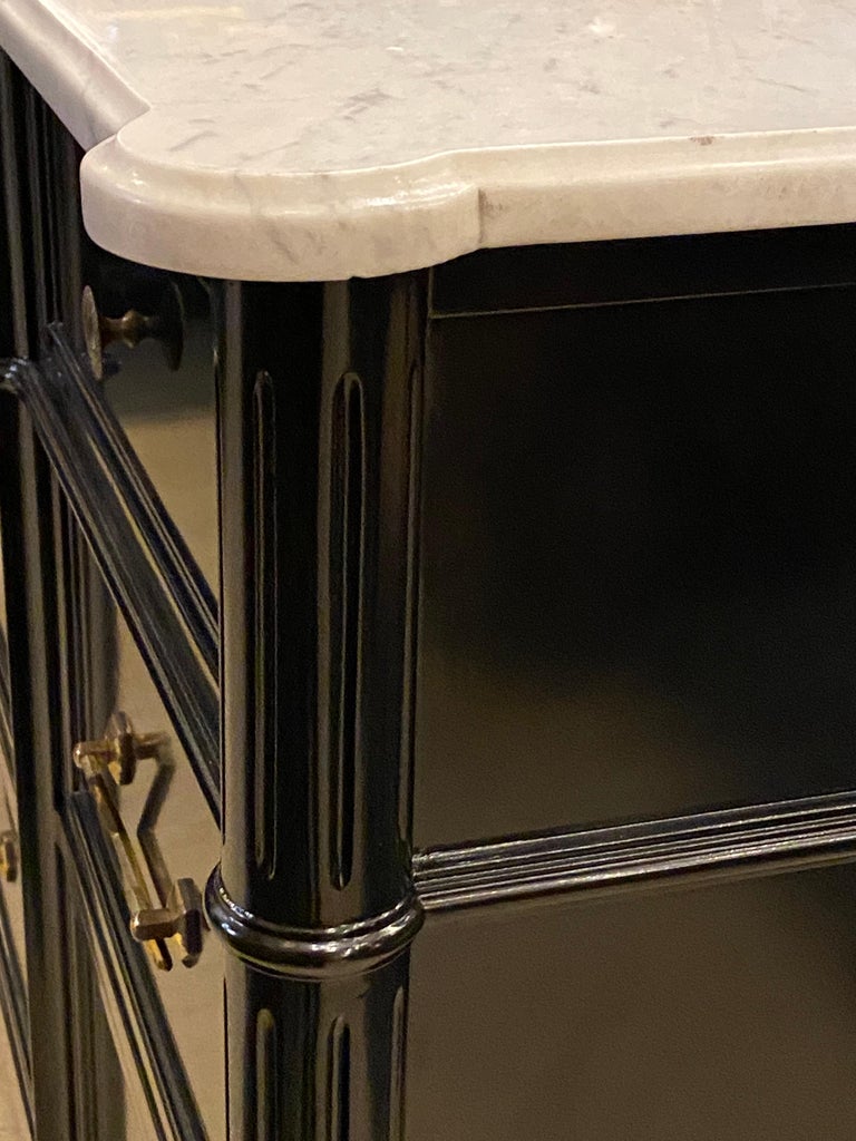 Hollywood Regency Dresser or Commode w. Marble-Top Jansen Style Black ...